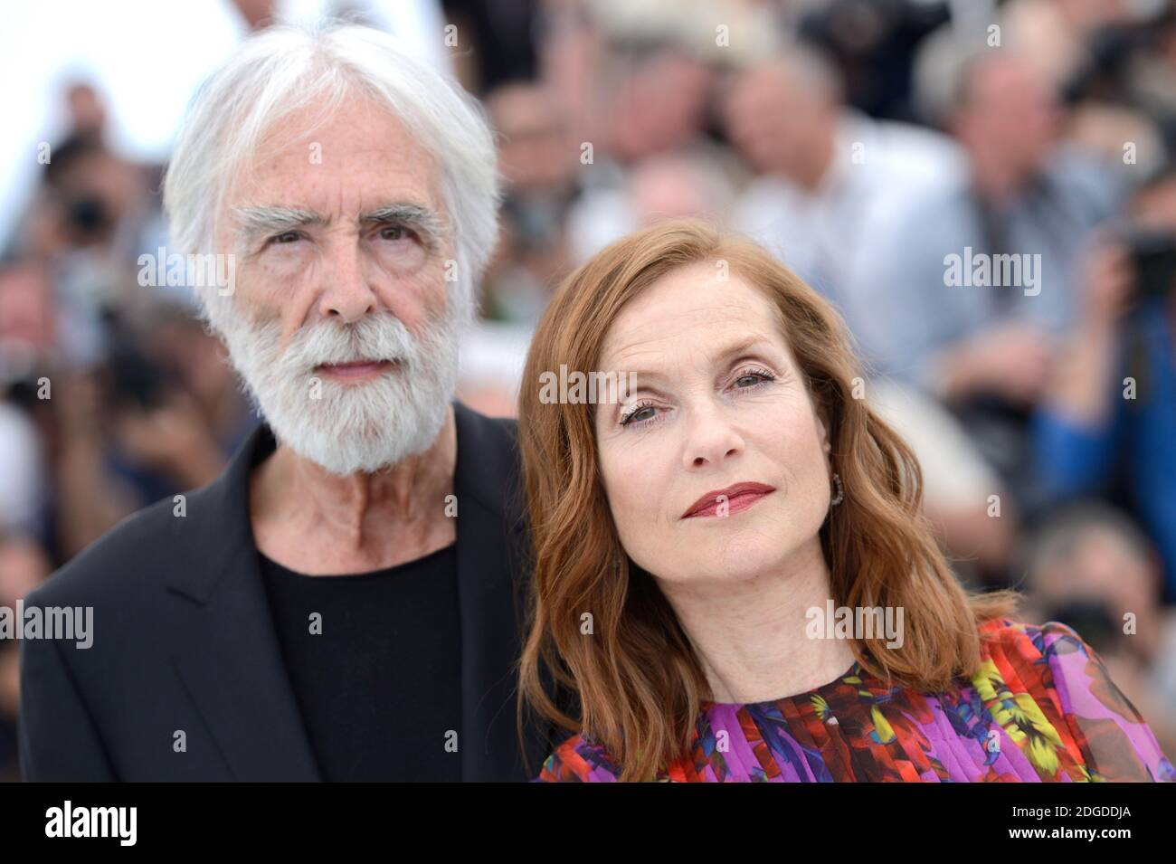 Michael Haneke and Isabelle Huppert attending the Happy End photocall ...