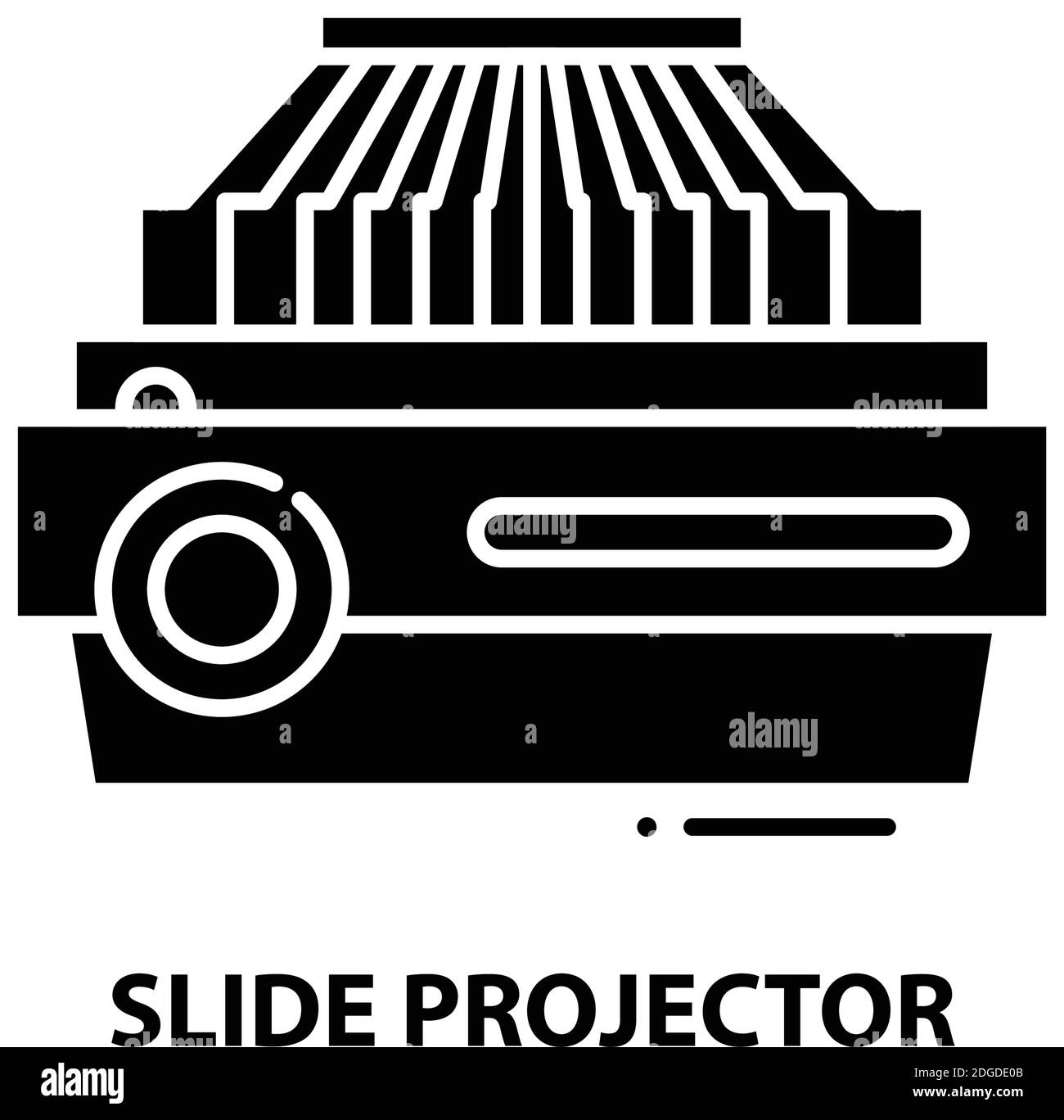 slide projector icon, black vector sign with editable strokes, concept ...