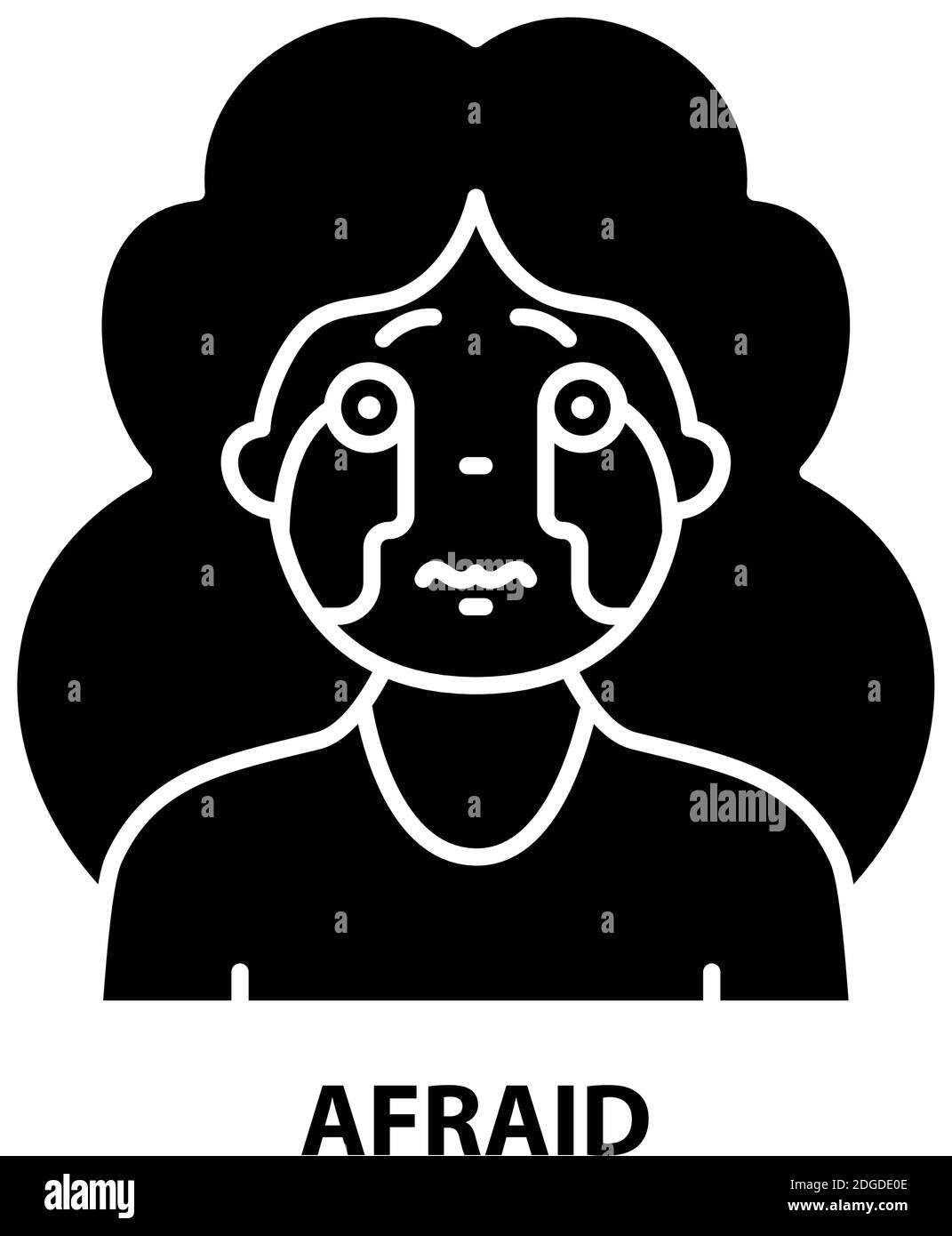 afraid icon, black vector sign with editable strokes, concept ...