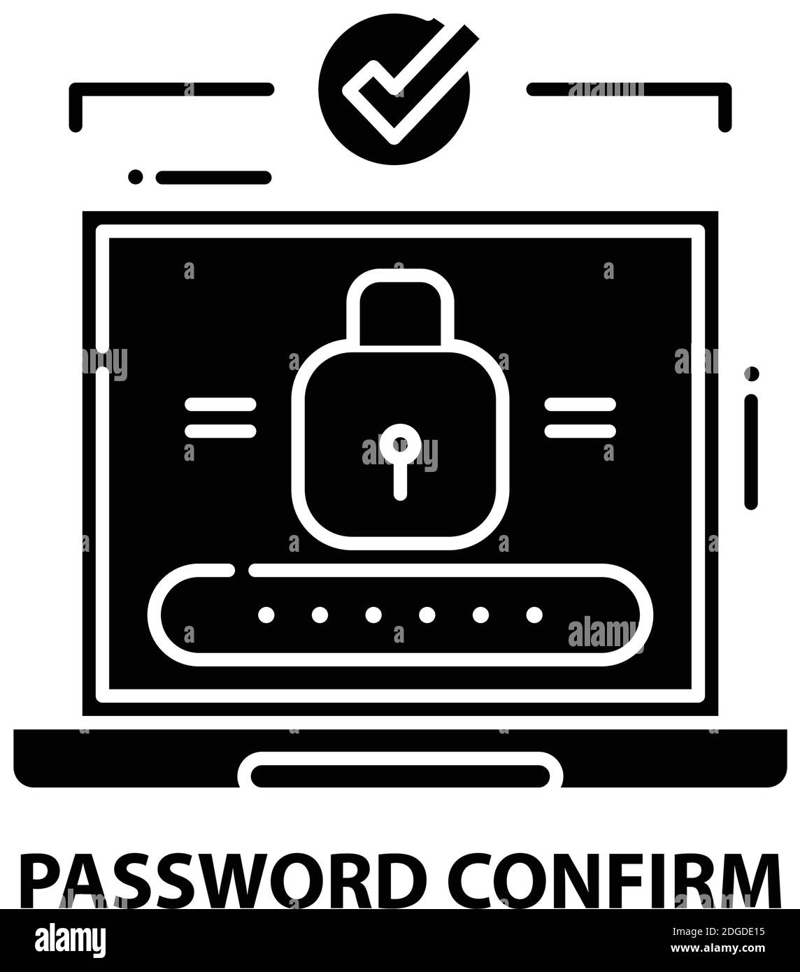 password confirm icon, black vector sign with editable strokes, concept ...