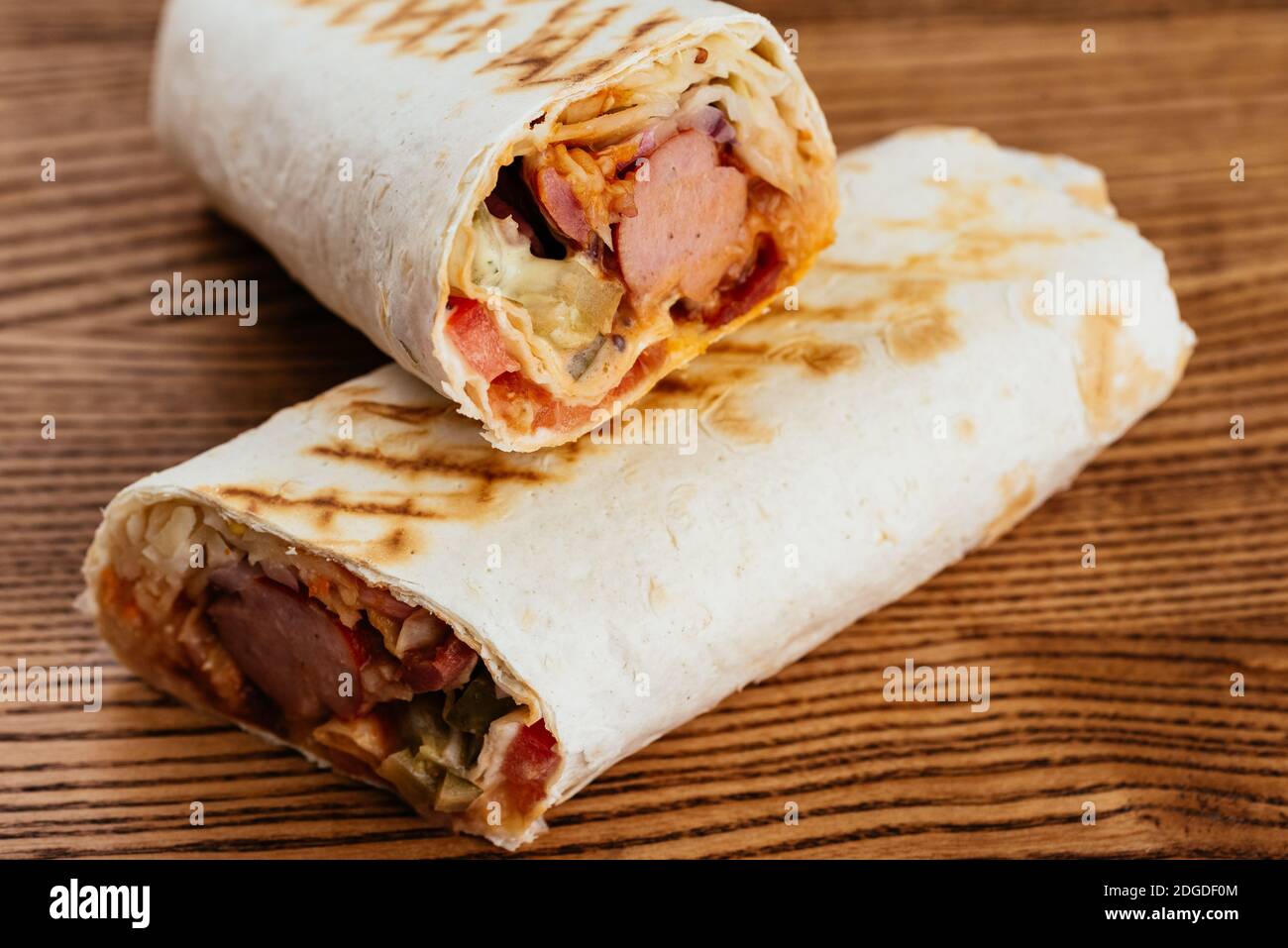 Turkish Shawarma on a wooden Board and light background Stock Photo - Alamy