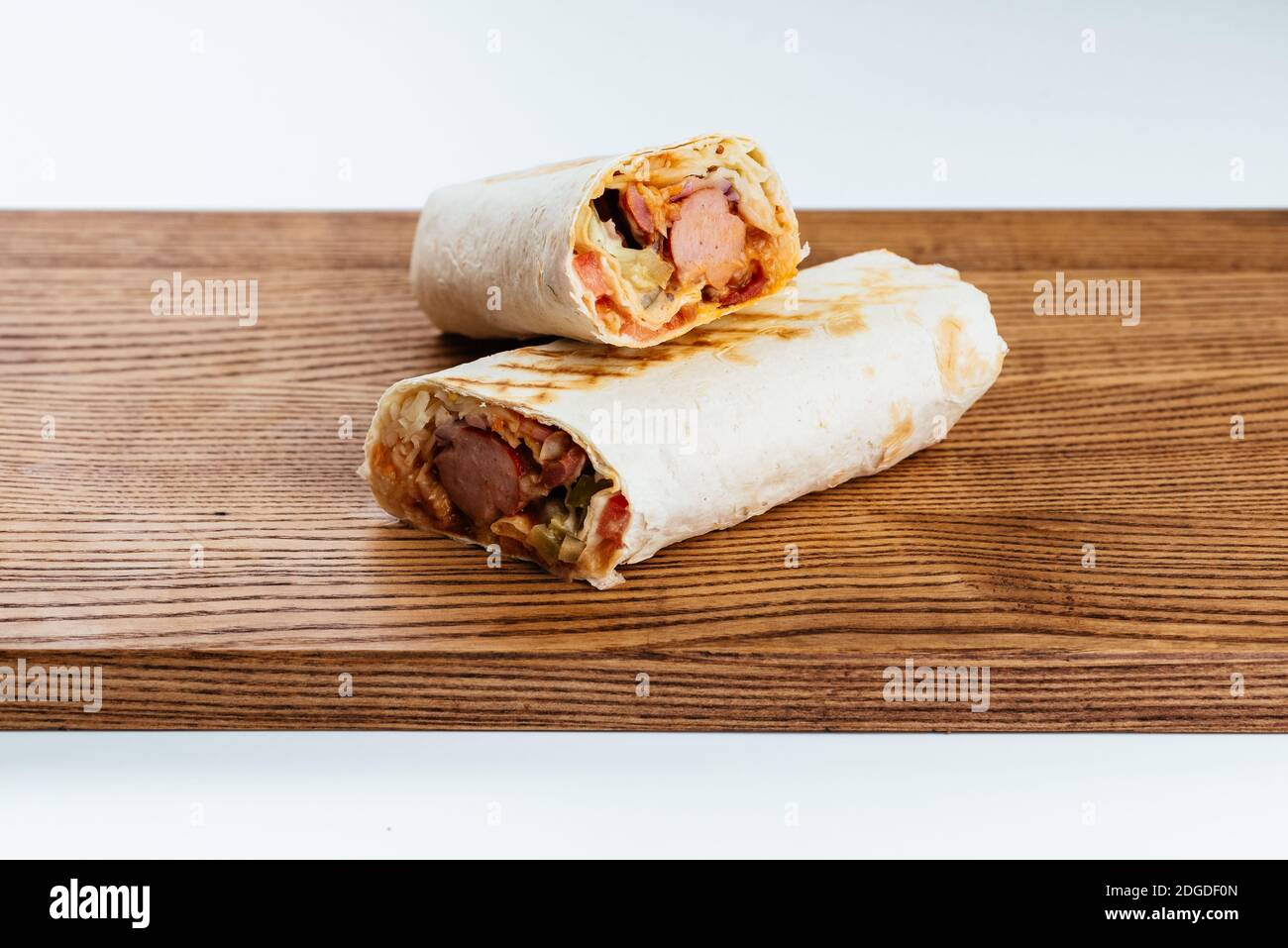 Turkish Shawarma on a wooden Board and light background Stock Photo - Alamy