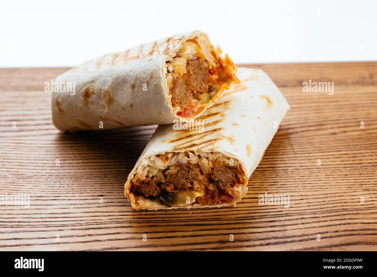 Turkish Shawarma on a wooden Board and light background Stock Photo - Alamy