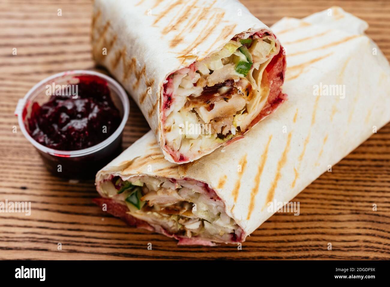 Turkish Shawarma on a wooden Board and light background Stock Photo - Alamy