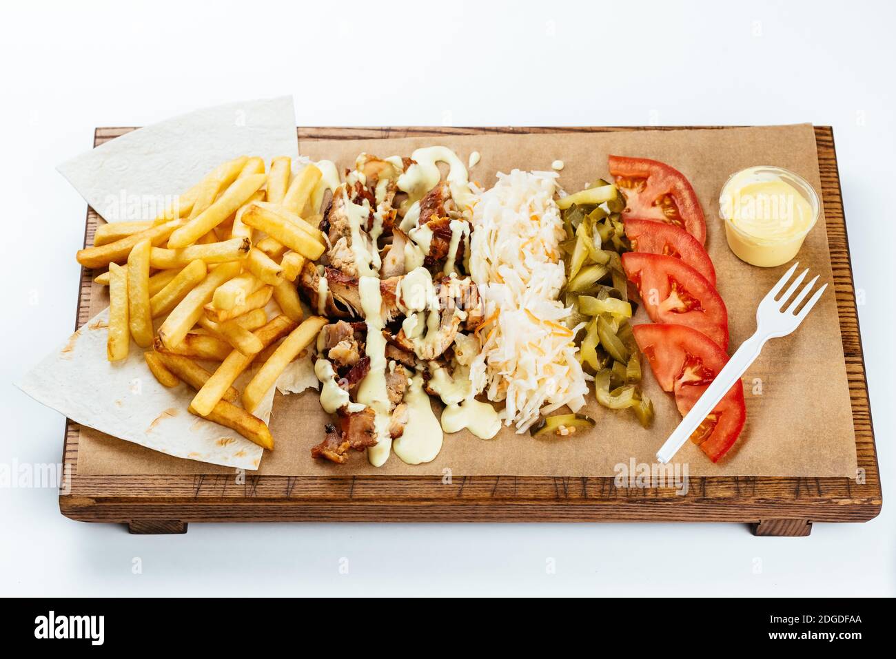 Turkish Shawarma on a wooden Board and light background Stock Photo - Alamy