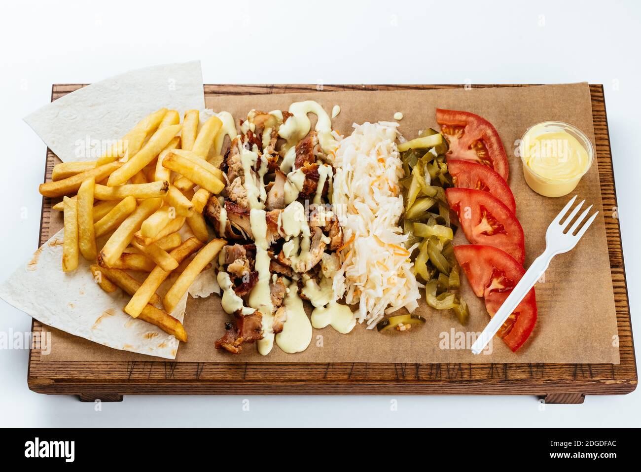 Turkish Shawarma on a wooden Board and light background Stock Photo - Alamy
