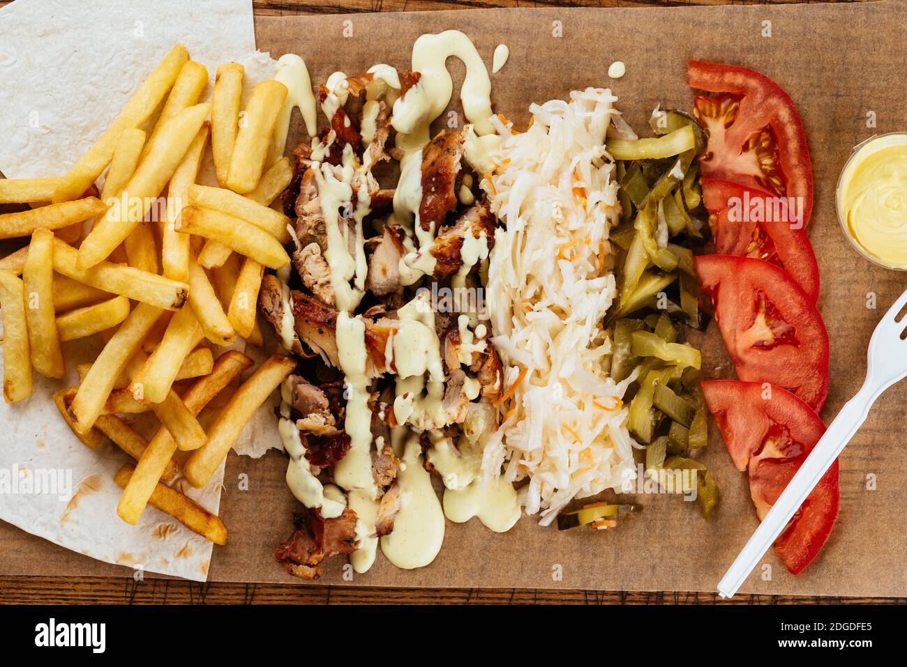 Turkish Shawarma on a wooden Board and light background Stock Photo - Alamy