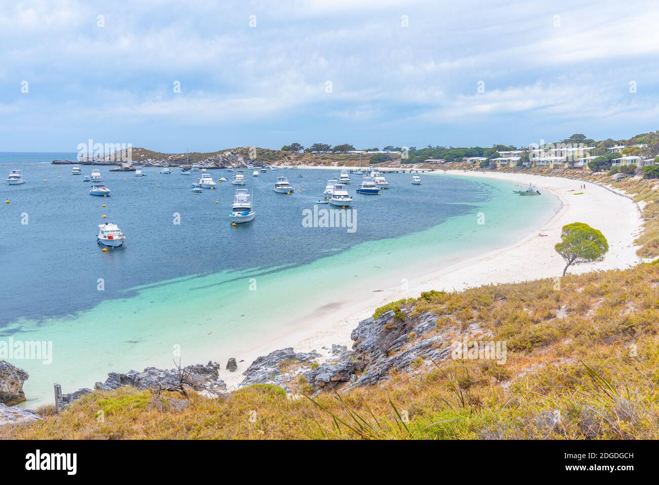 Boats mooring at Geordie bay at Rottnest island in Australia Stock ...