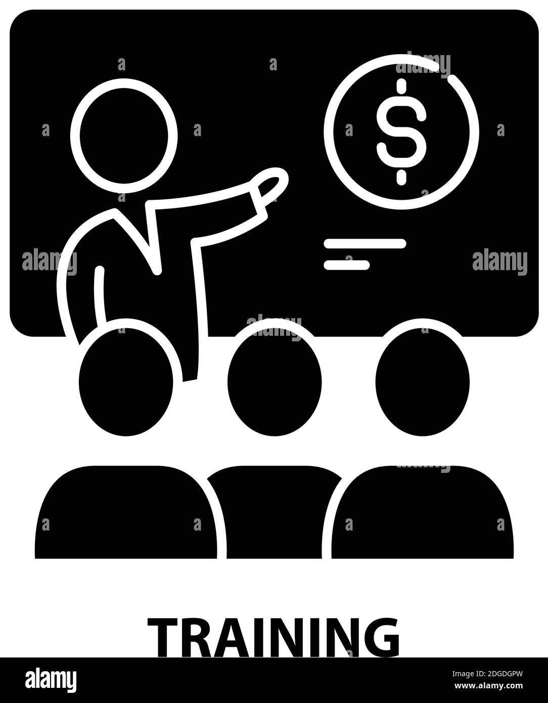 training symbol icon, black vector sign with editable strokes, concept ...