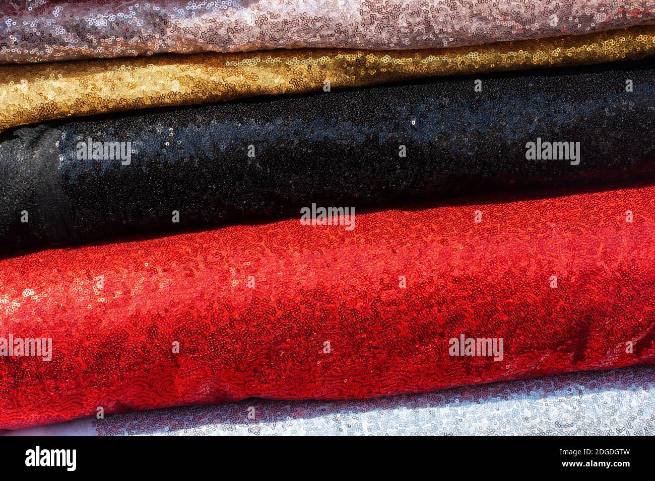 Examples of colorful fabric of various color and type Stock Photo - Alamy