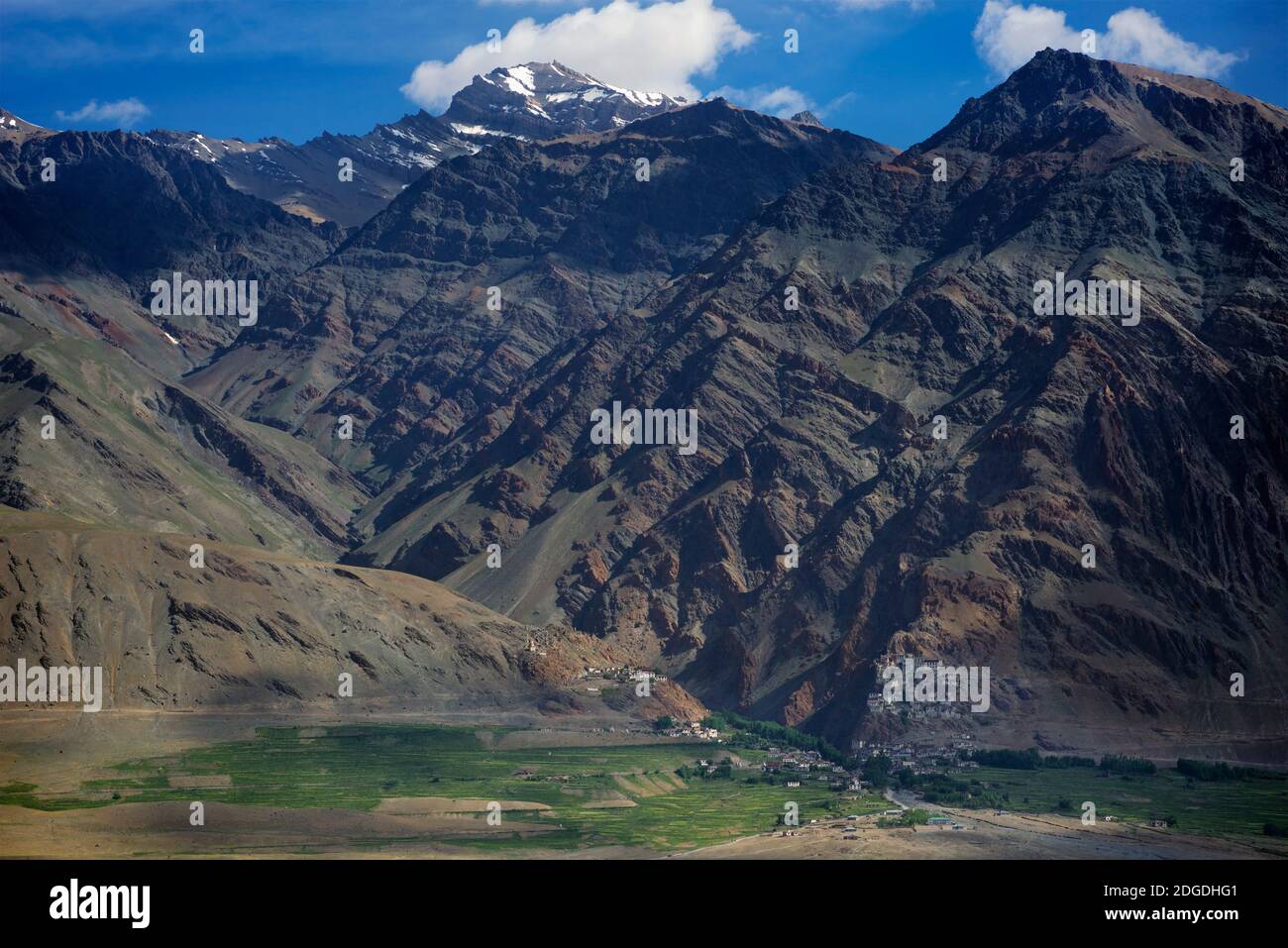 Mountain scenery of the Zanskar valley Karsha monastery, near Padum ...