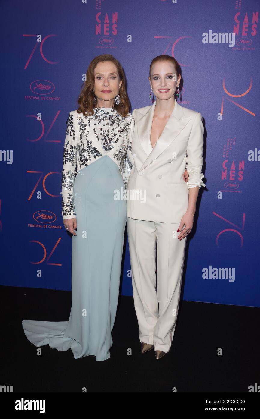 Jessica Chastain and Isabelle Huppert arriving on the red carpet of the ...
