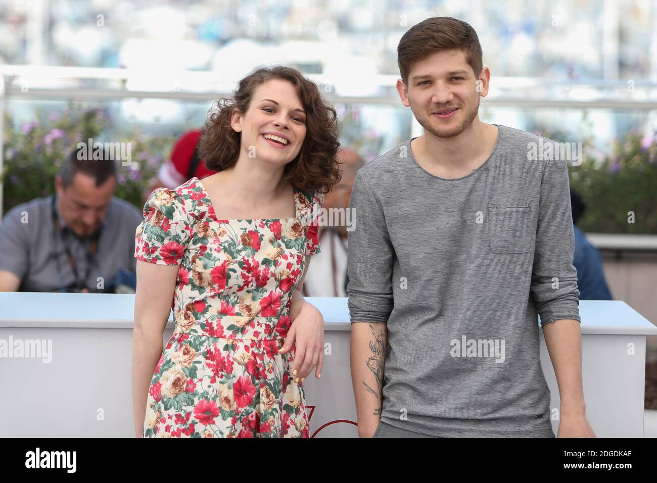 Kantemir Balagov, Darya Zhovner posing at Testona photocall held at the ...