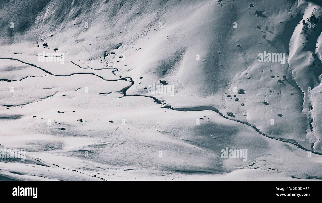 Top down views at the source of a river in the Pyrenees, France Stock ...
