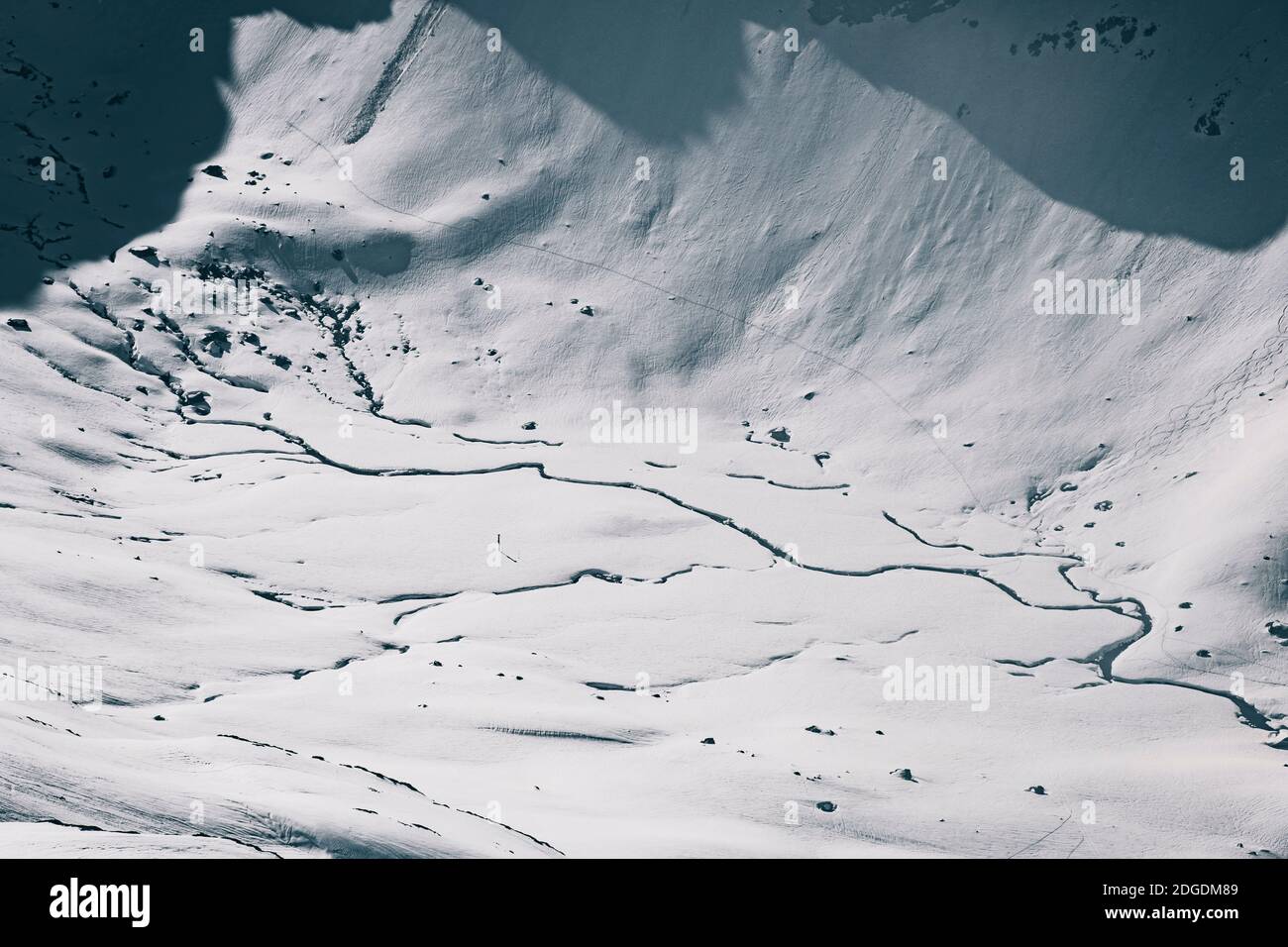 Top down views at the source of a river in the Pyrenees, France Stock ...
