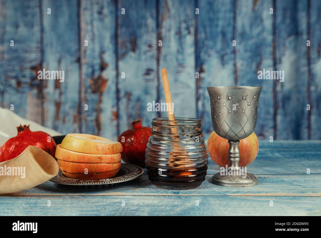 On the table in the synagogue are the symbols of Rosh Hashanah apple ...