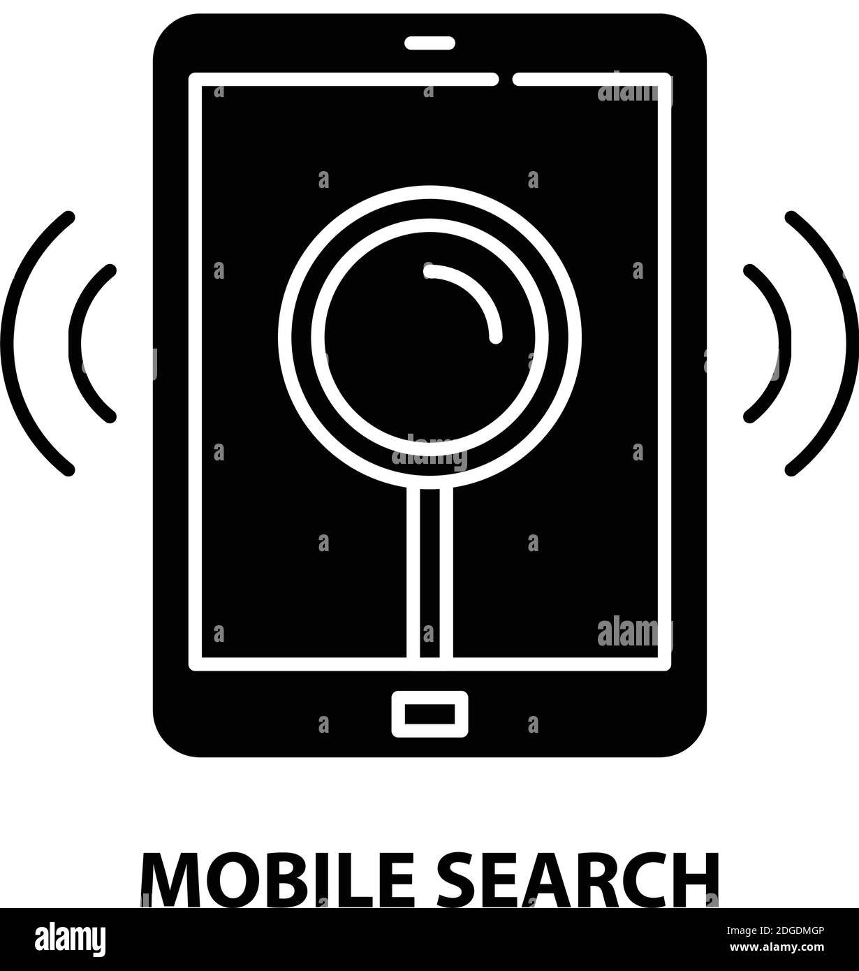 mobile search icon, black vector sign with editable strokes, concept ...