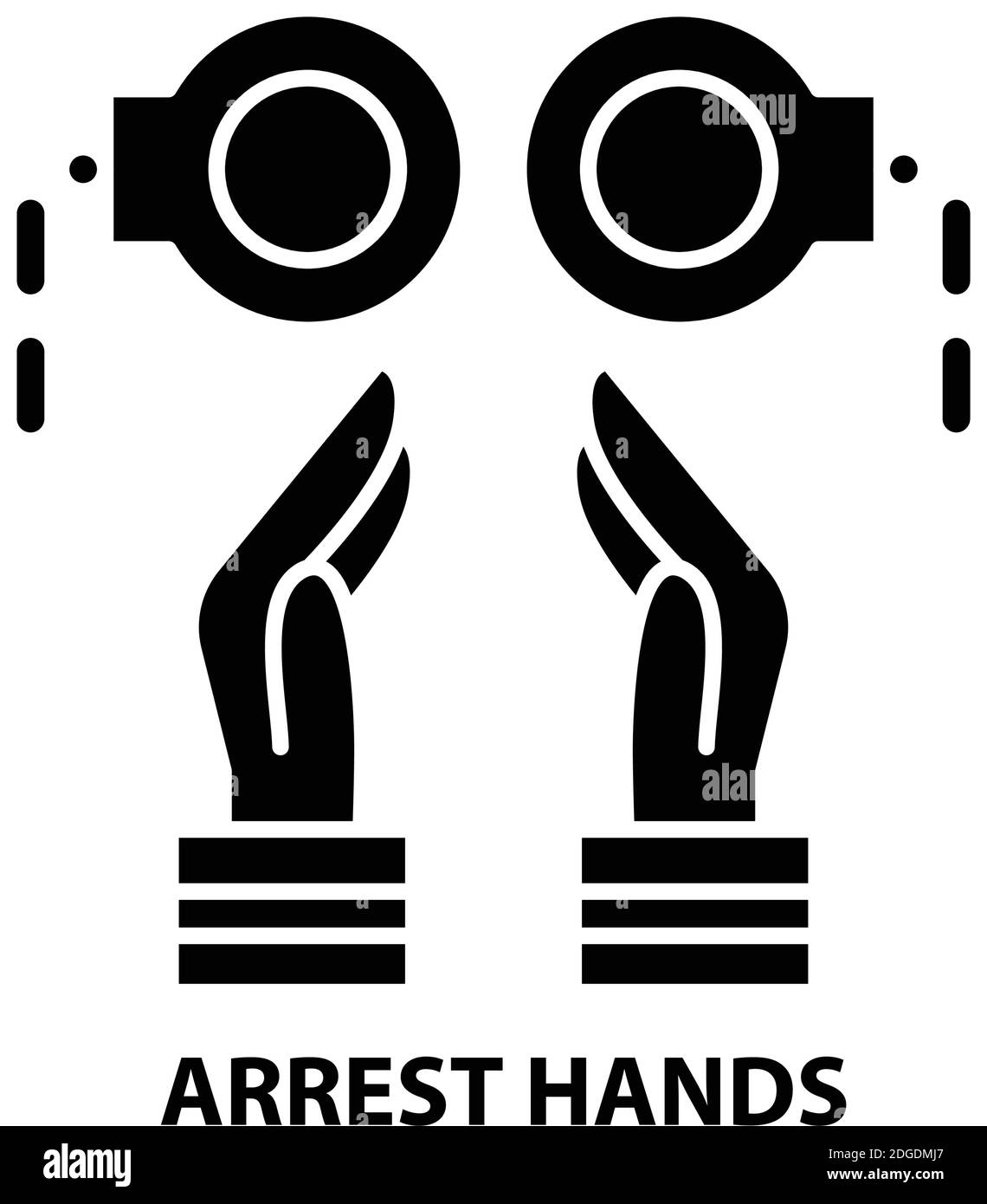arrest hands icon, black vector sign with editable strokes, concept ...