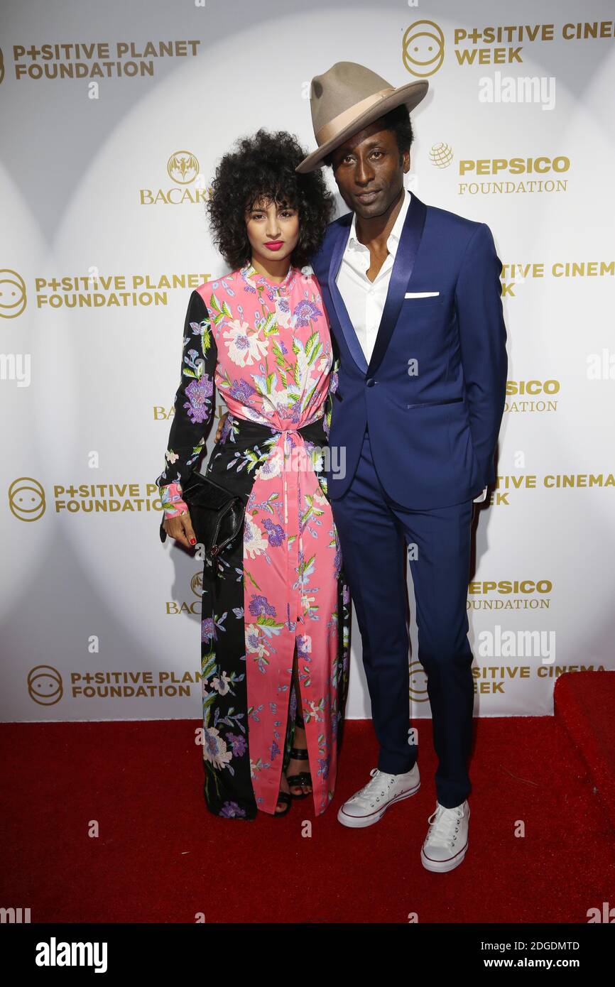Keziah Jones and his wife attending the Semaine du Cinema Positive by ...