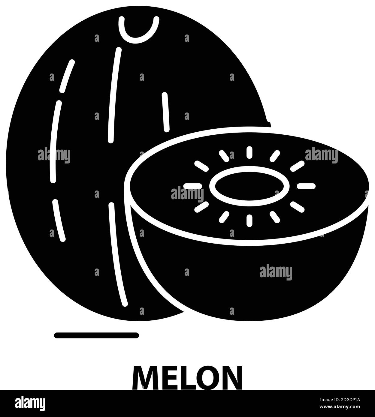 melon icon, black vector sign with editable strokes, concept ...