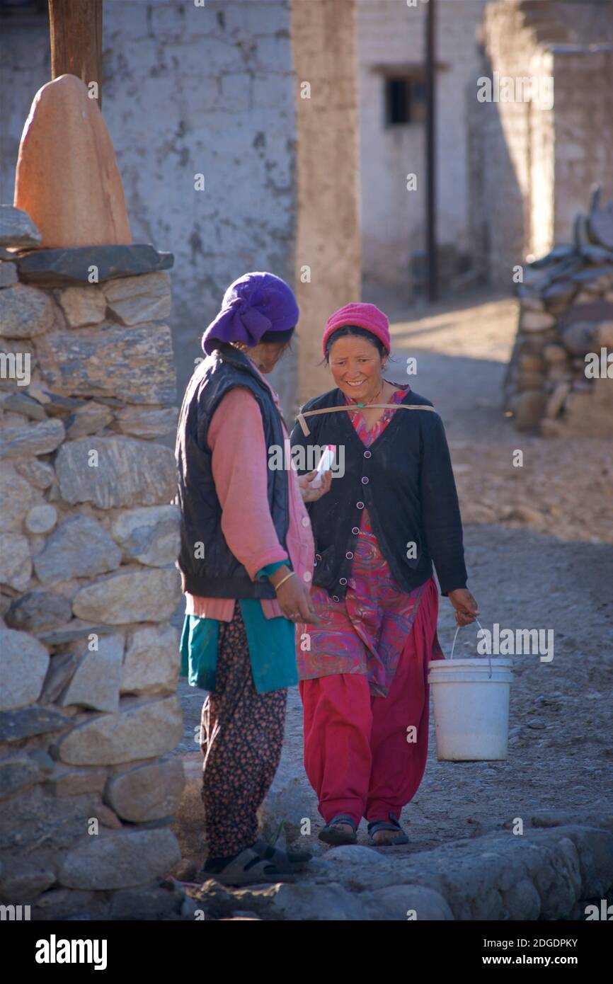 Early morning village life in a Ladakhi community in the Zanskar valley ...