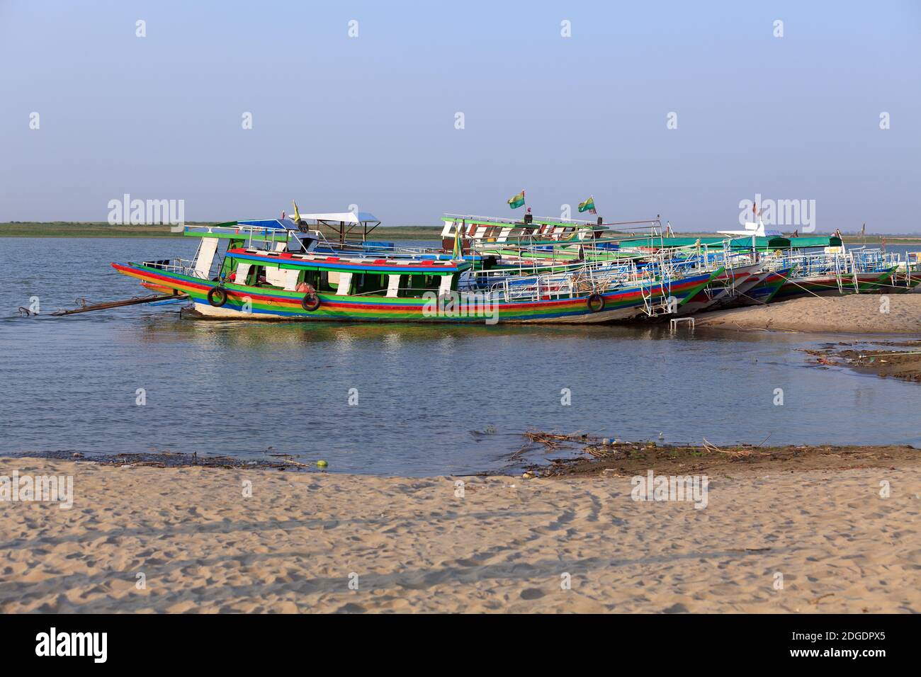 Ships on the Irrawaddy in Myanmar Stock Photo - Alamy