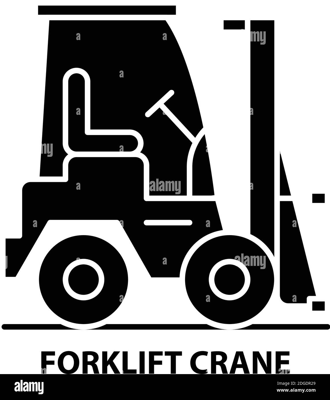 forklift crane icon, black vector sign with editable strokes, concept ...
