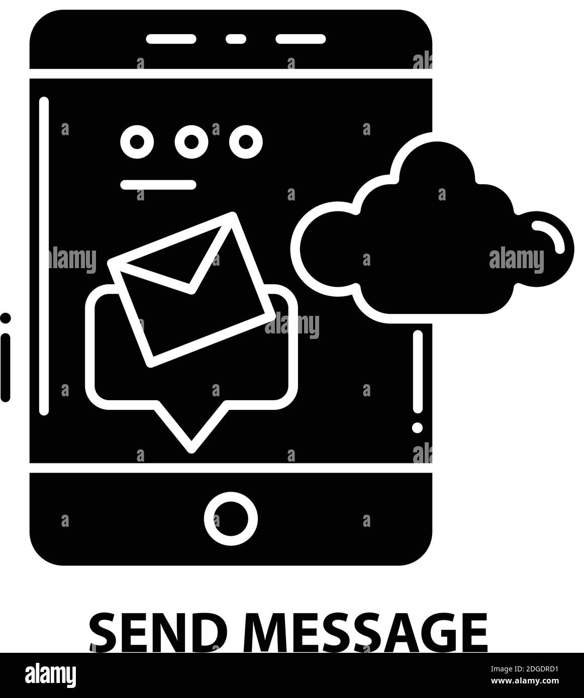 send message icon, black vector sign with editable strokes, concept ...