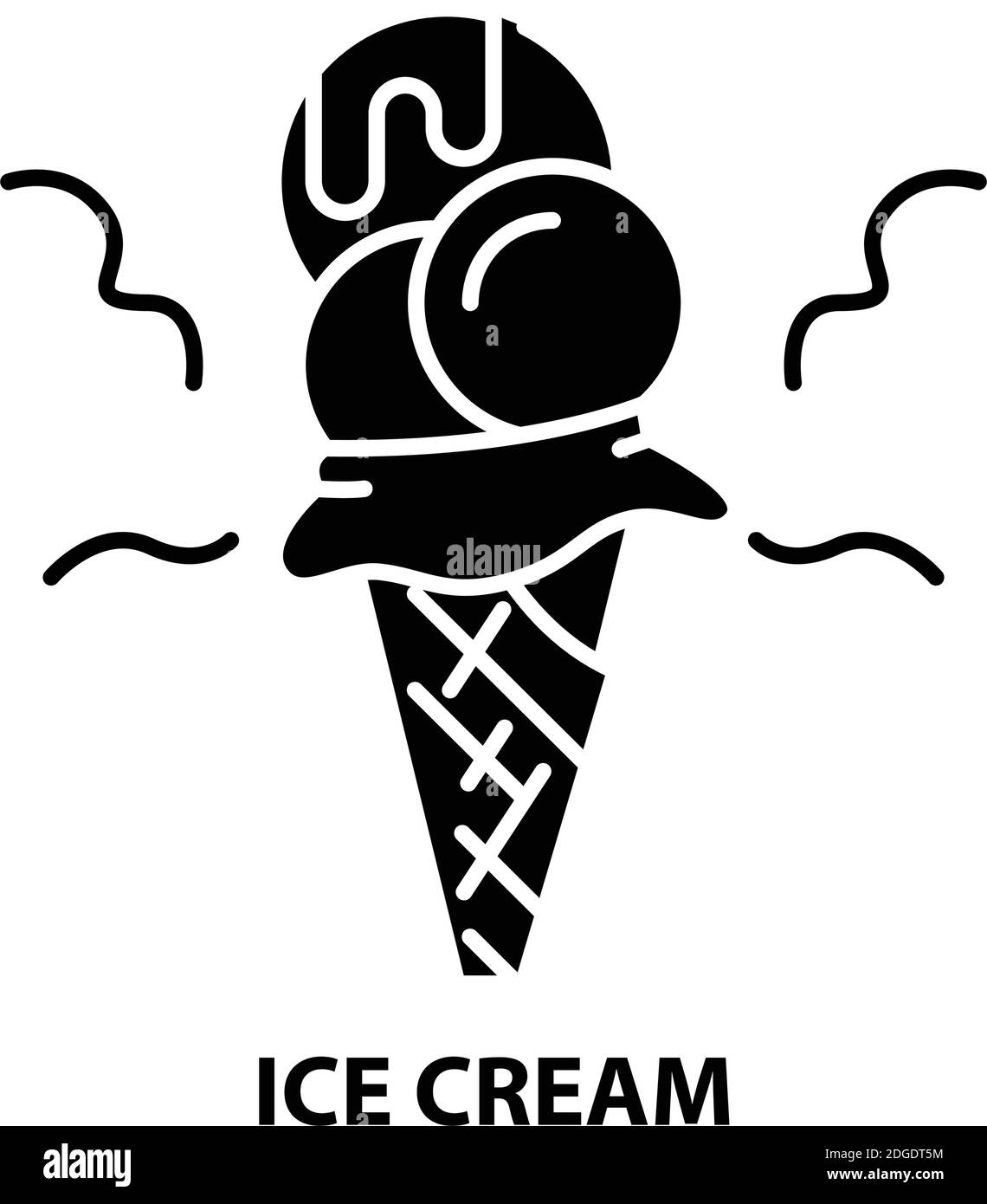 ice cream sign icon, black vector sign with editable strokes, concept ...