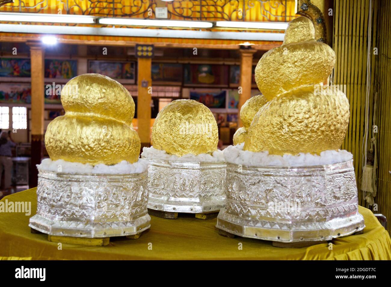 Golden Buddha figures in the Phaung Daw U Pagoda at Inle Lake in ...
