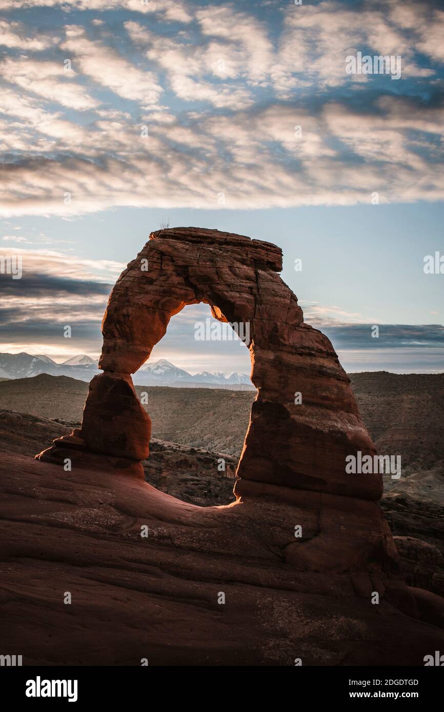 Delicate Arch near Moab Utah at sunrise Arches National Park Stock ...