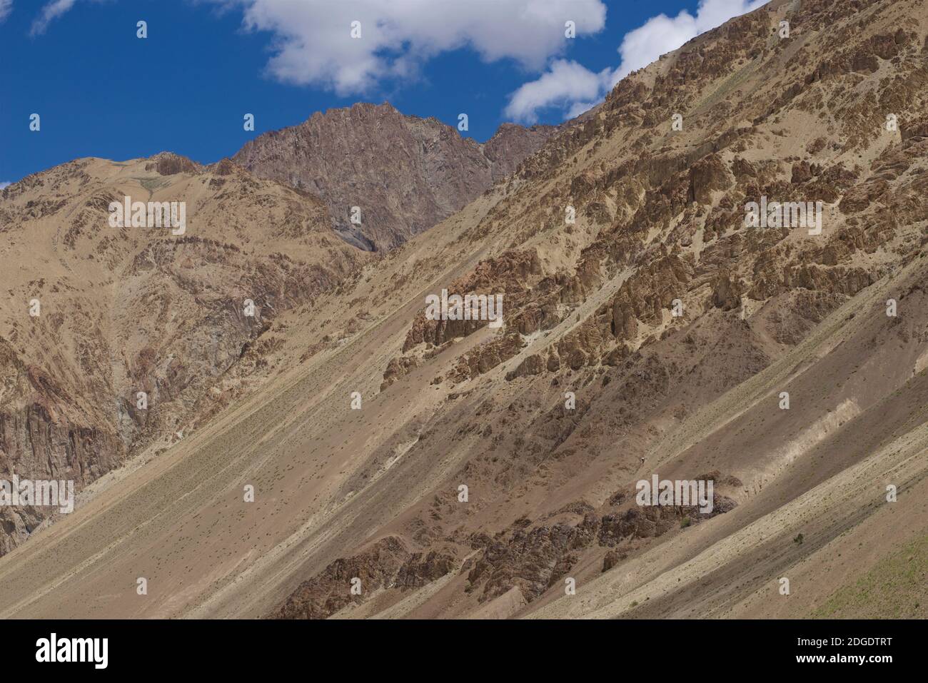 View of the rocky terrain surrounding Zangla Palace, Tsa-zar, Zanskar ...