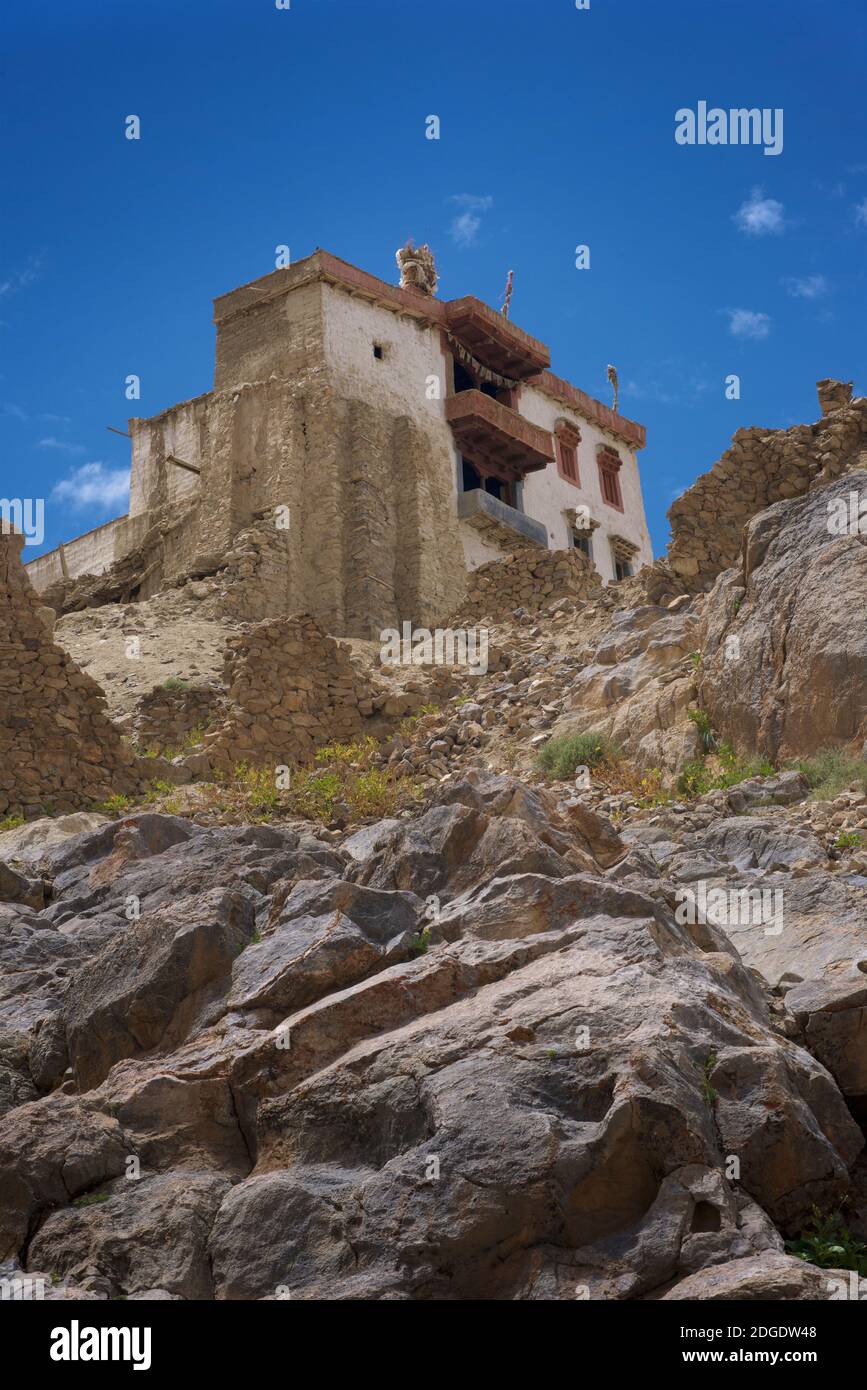 Zangla Palace above, Tsa-zar, Zanskar, Kargil district, Ladakh, India ...