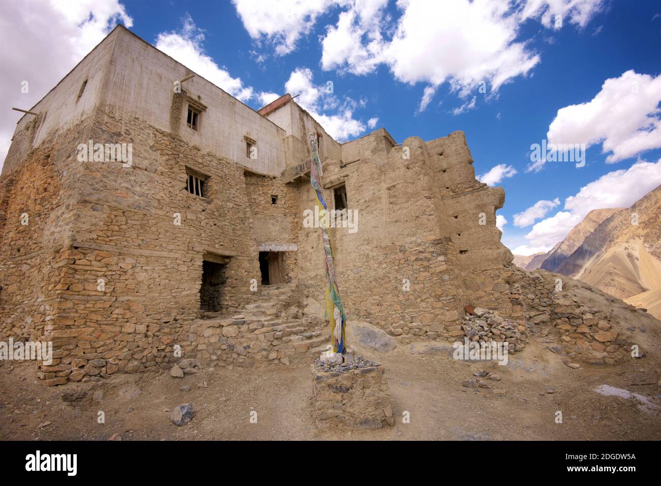 Zangla Palace above, Tsa-zar, Zanskar, Kargil district, Ladakh, India ...
