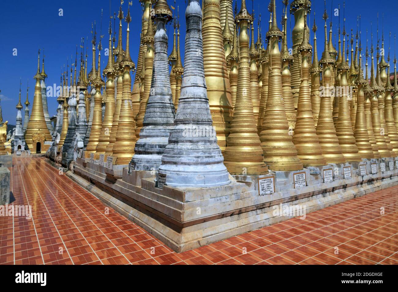 Some of the 1054 pagodas of the Indein pagoda forest at Inle Lake in ...