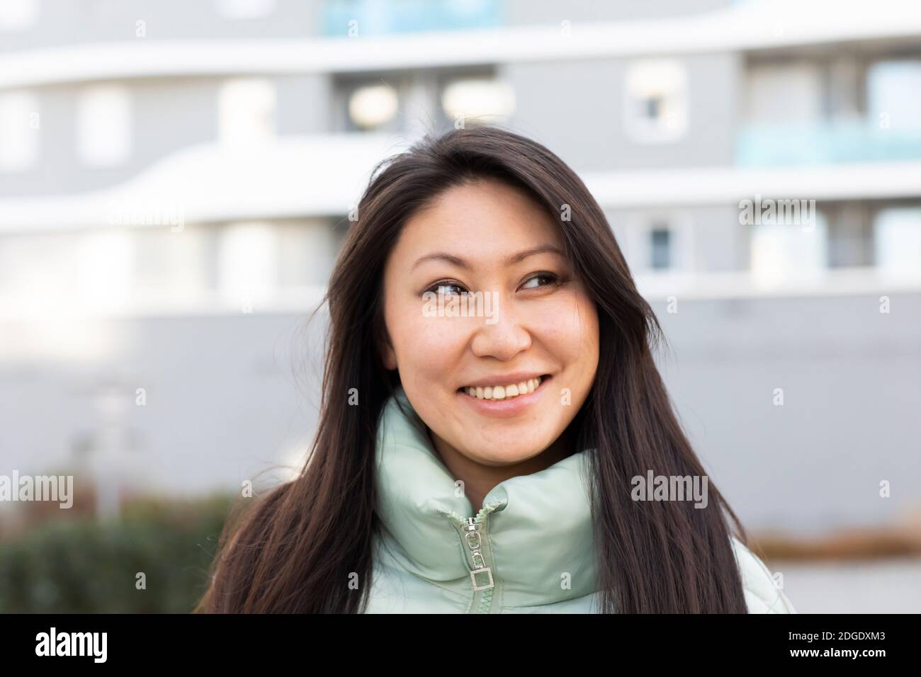 young woman asia female with long hair looking Stock Photo - Alamy