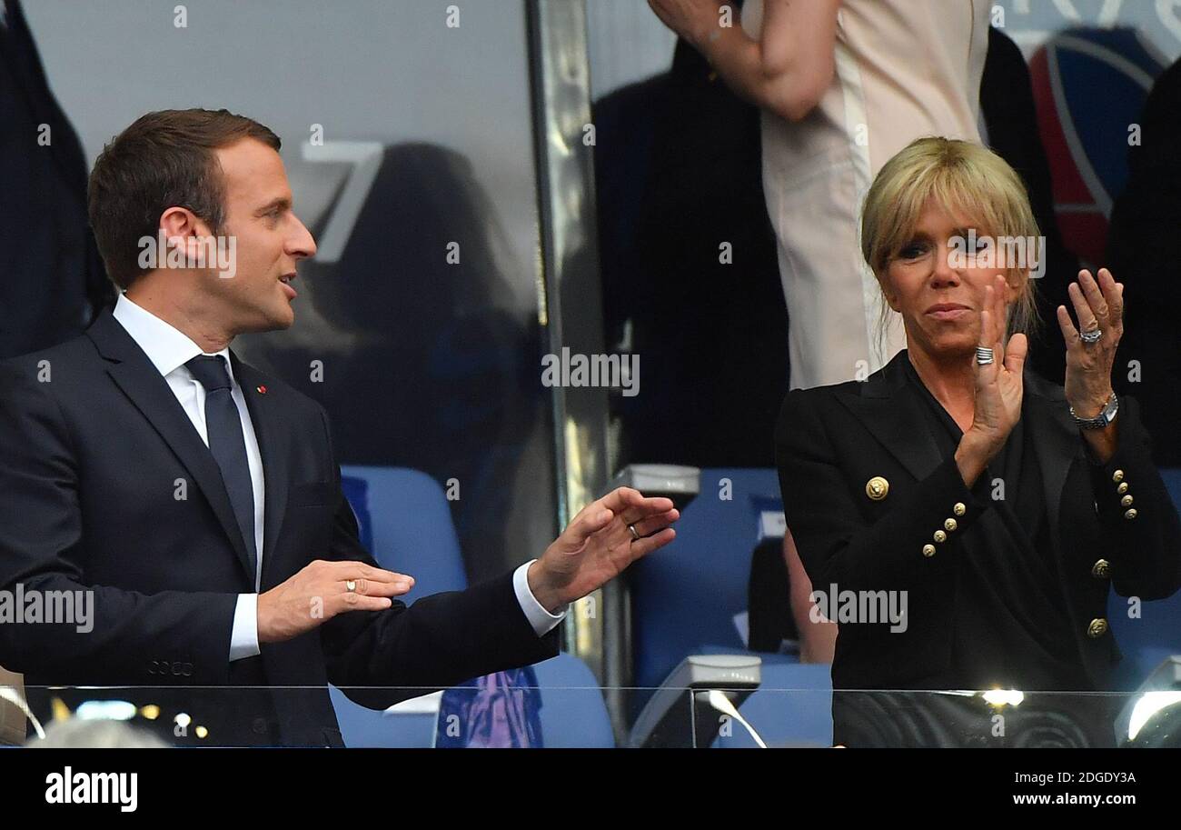 President Emmanuel Macron and wife Brigitte Macron attend French Cup ...