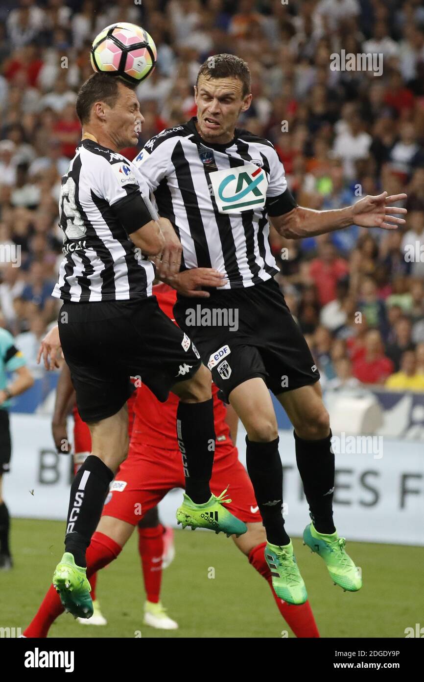 Angers's Romain Thomas and Vincent Manceau during the French Cup Final ...