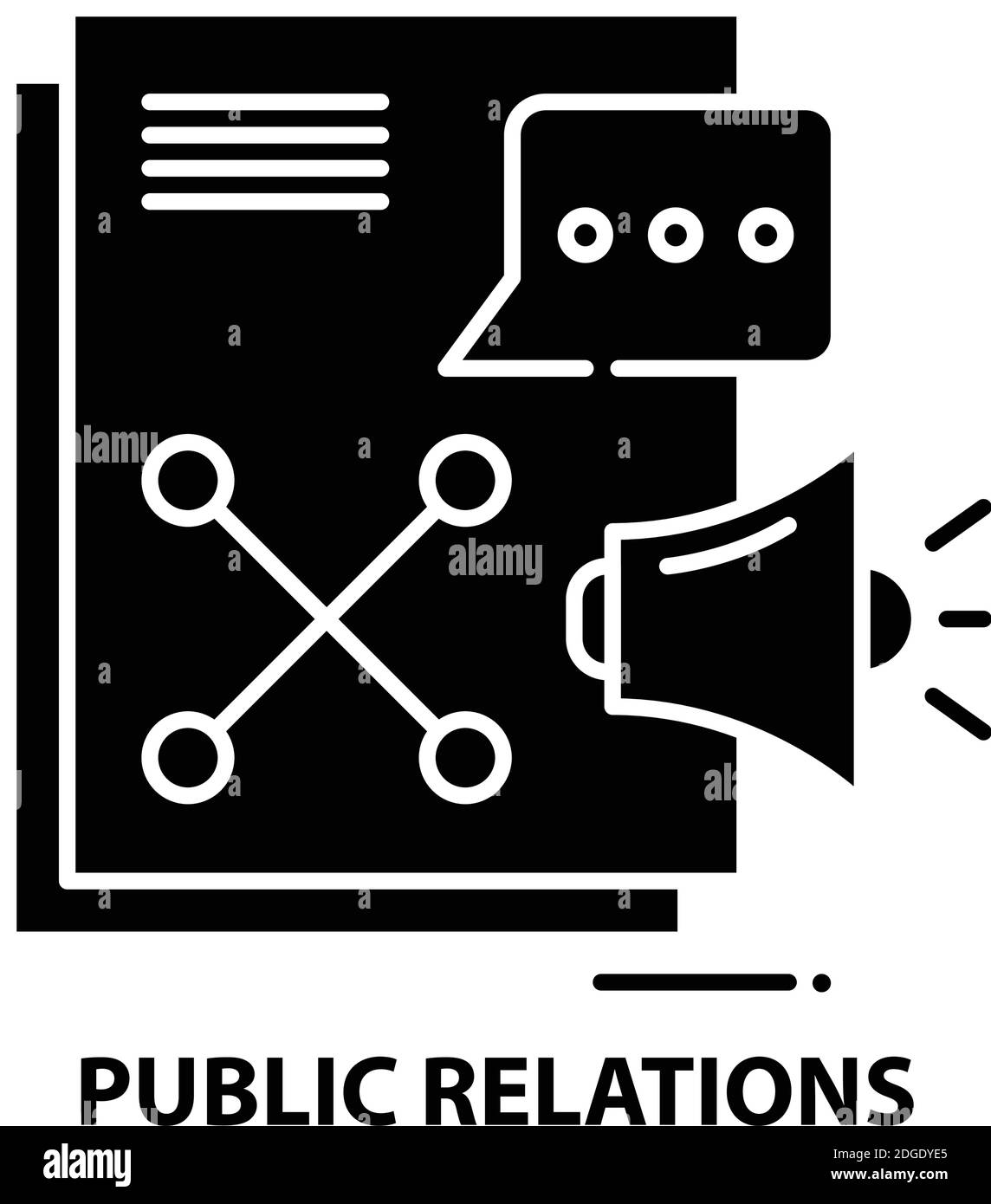 public relations icon, black vector sign with editable strokes, concept ...
