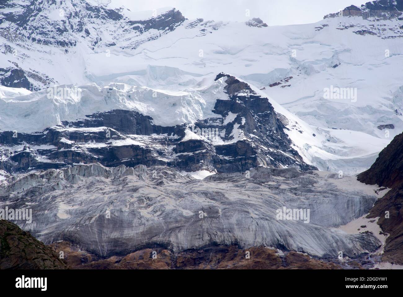 Himalayan mountain glacier near the Pensi La mountain pass on the ...