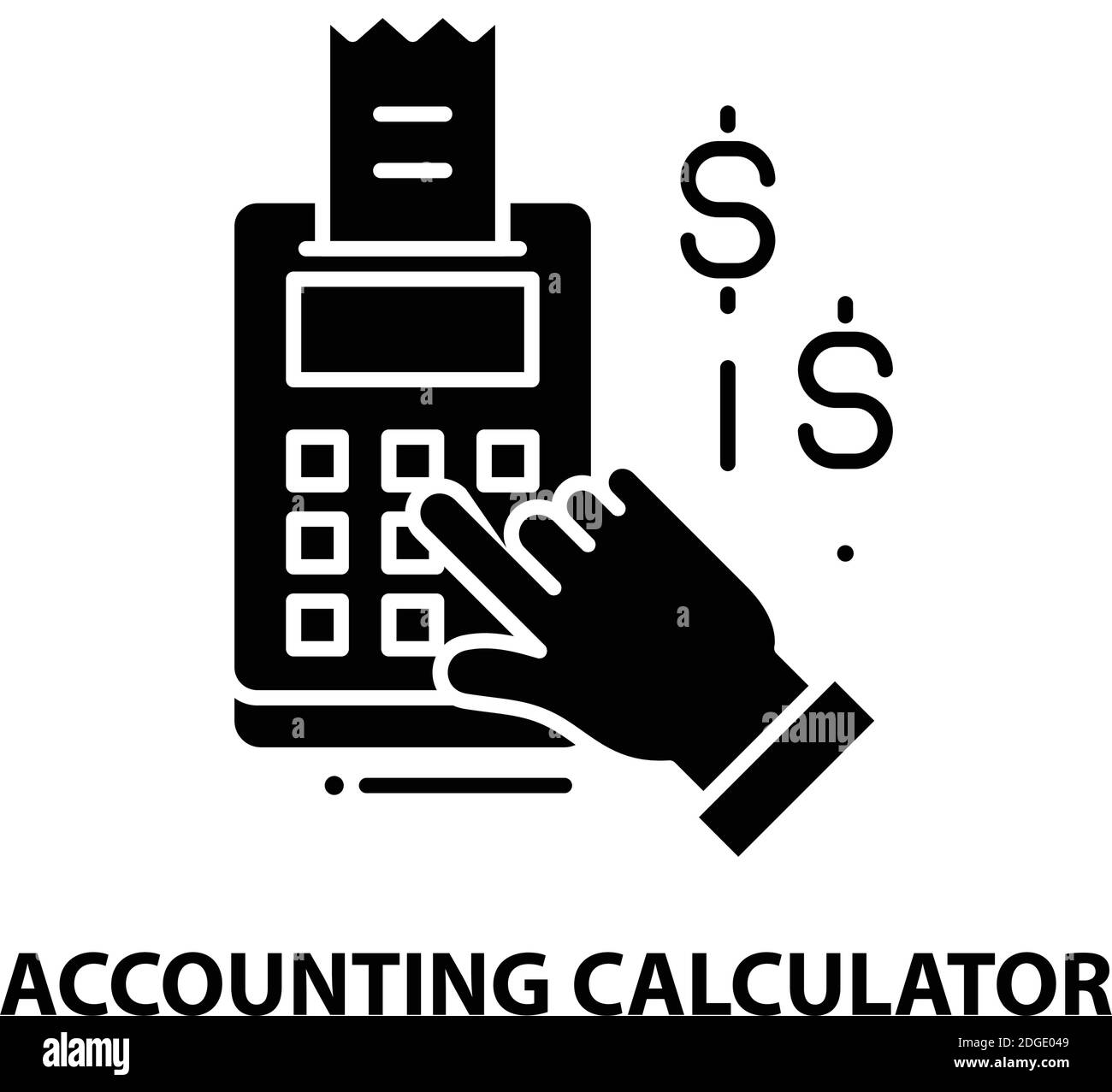 accounting calculator icon, black vector sign with editable strokes ...