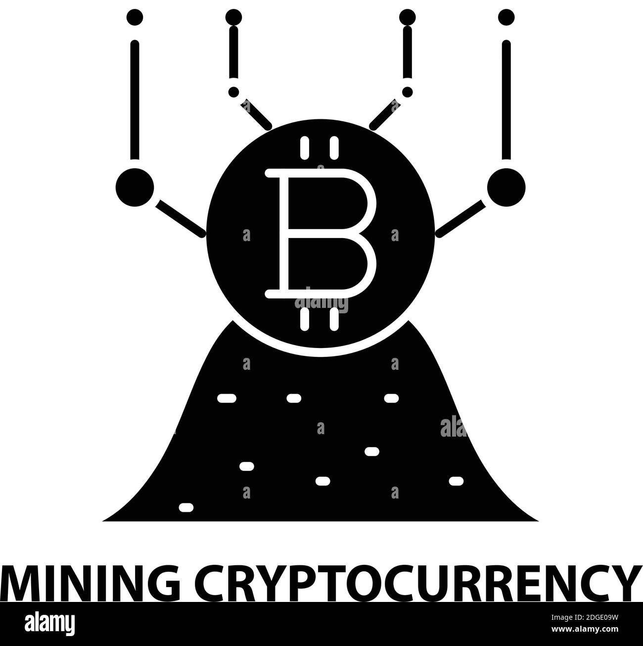 mining cryptocurrency icon, black vector sign with editable strokes ...