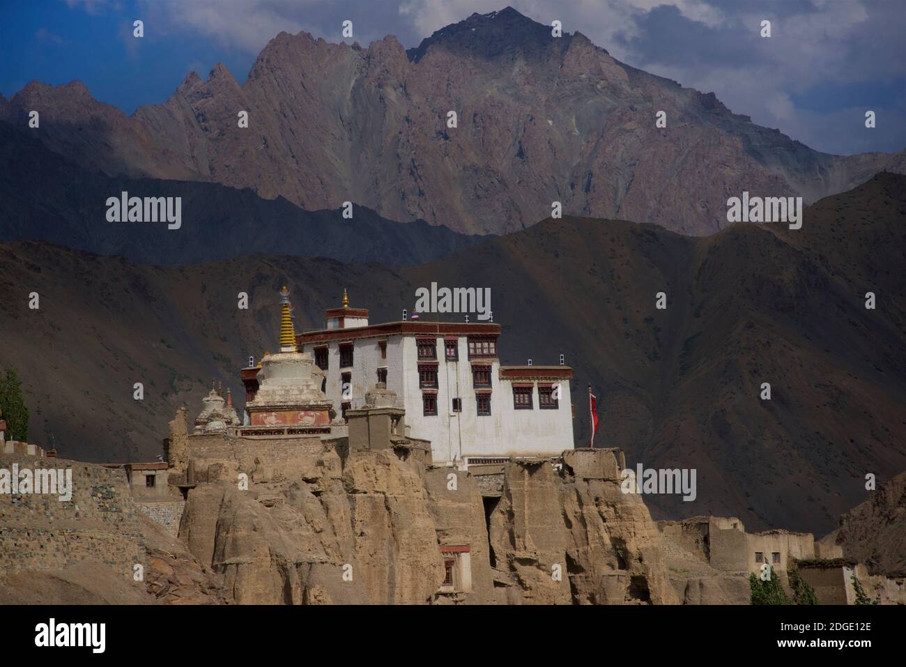 Lamayuru monastery perched on a hilltop overlooking Lamayouro town, Leh ...