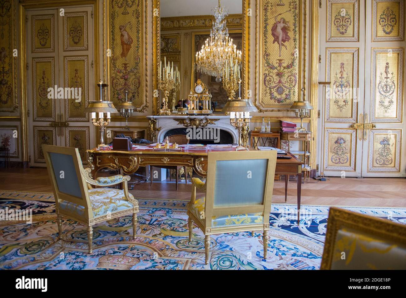 Illustration of Presidential office at the Elysee palace in Paris ...