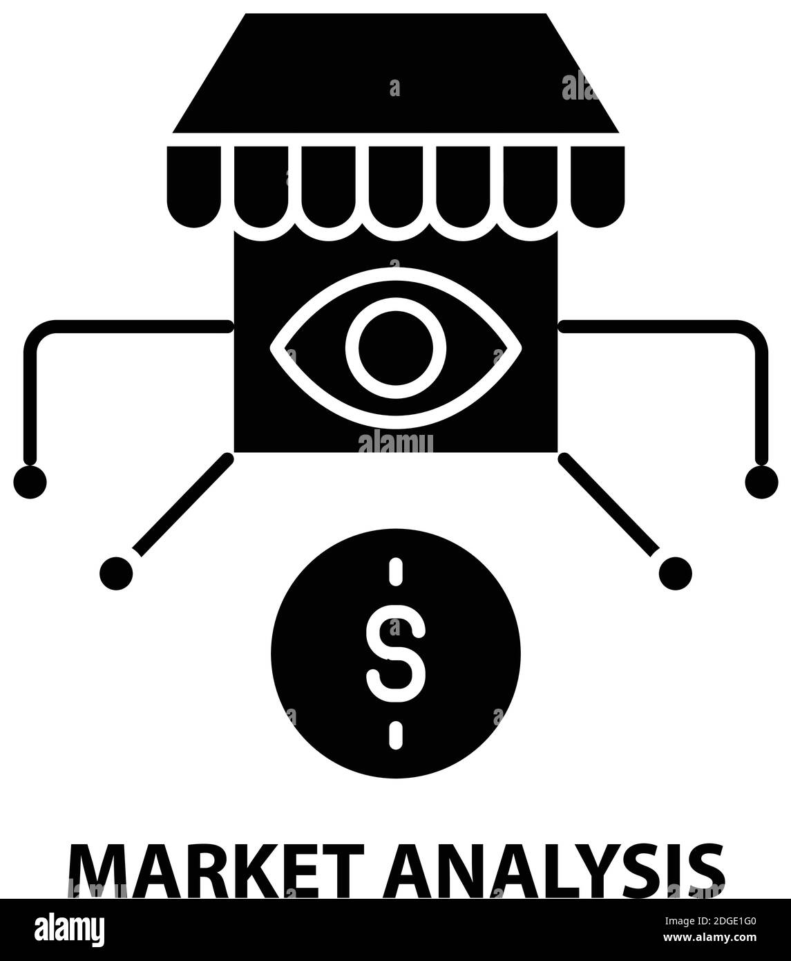 market analysis symbol icon, black vector sign with editable strokes ...