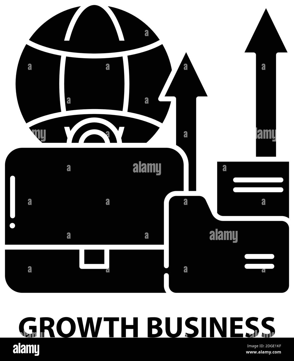 growth business icon, black vector sign with editable strokes, concept ...