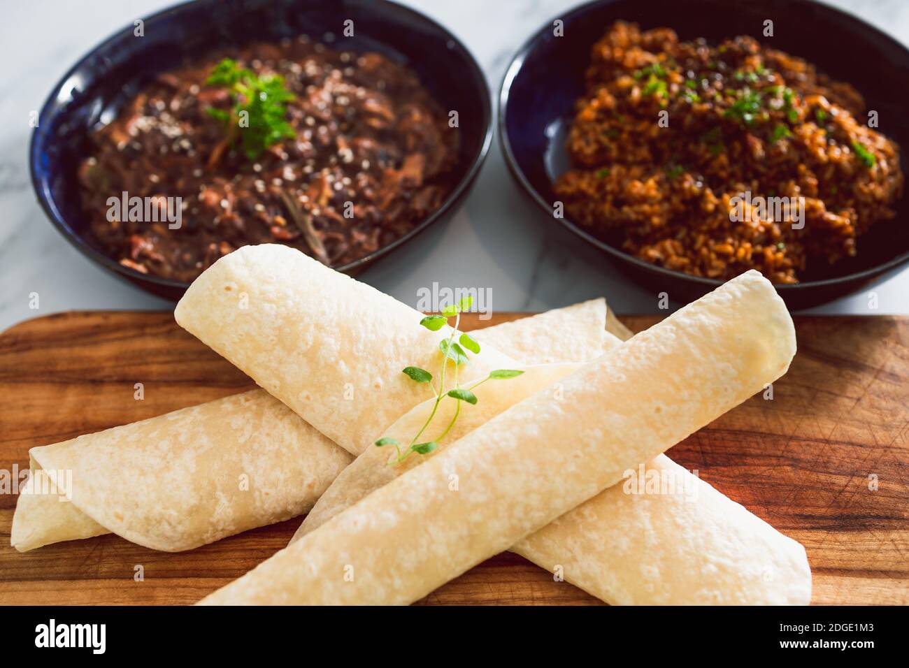 healthy plant-based food recipes concept, vegan brazilian feijoada with ...