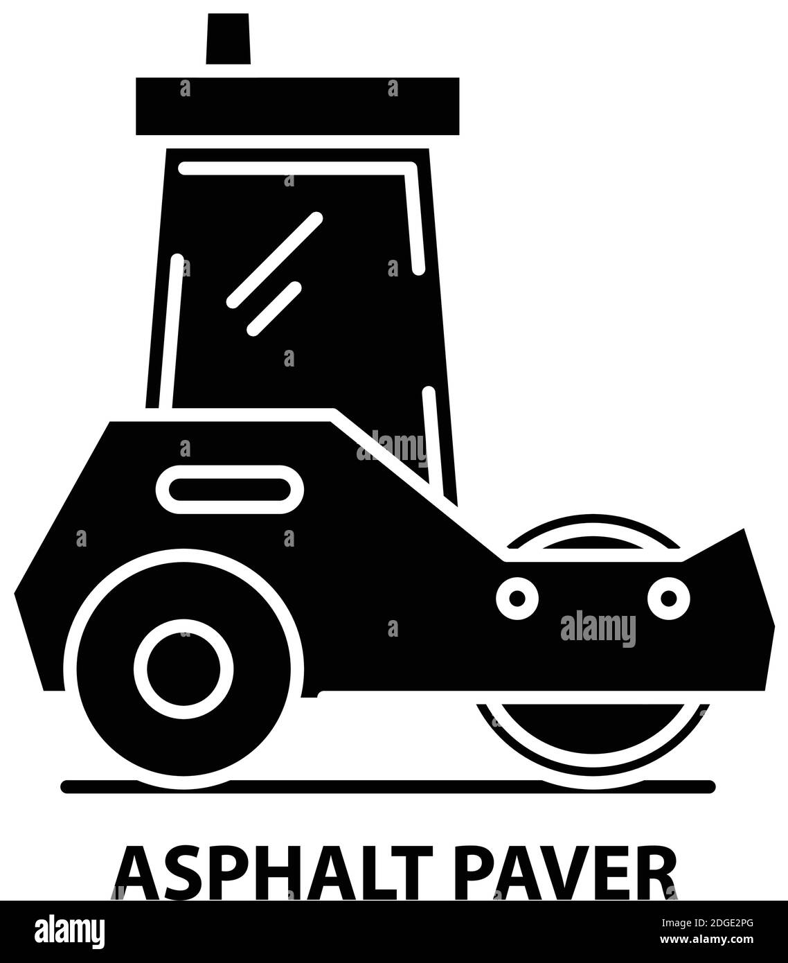 asphalt paver icon, black vector sign with editable strokes, concept ...