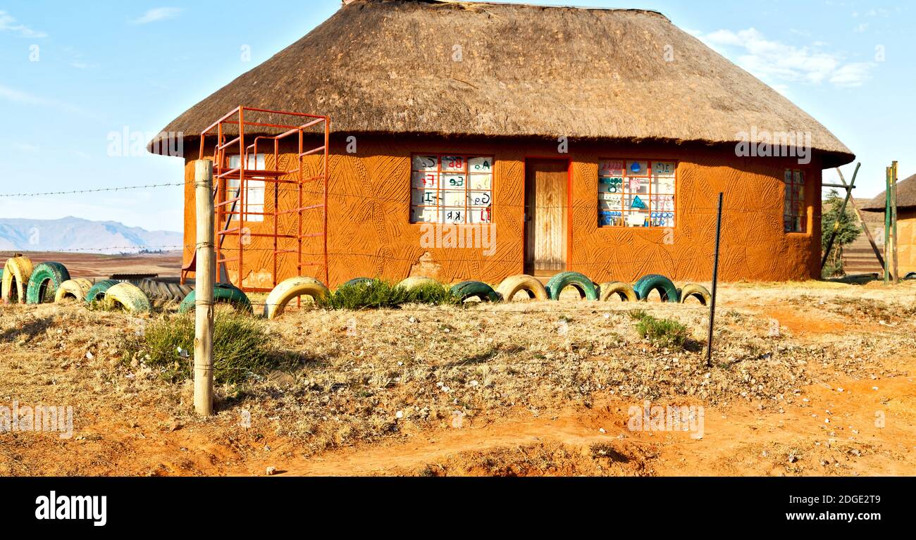 In lesotho street village near mountain Stock Photo - Alamy
