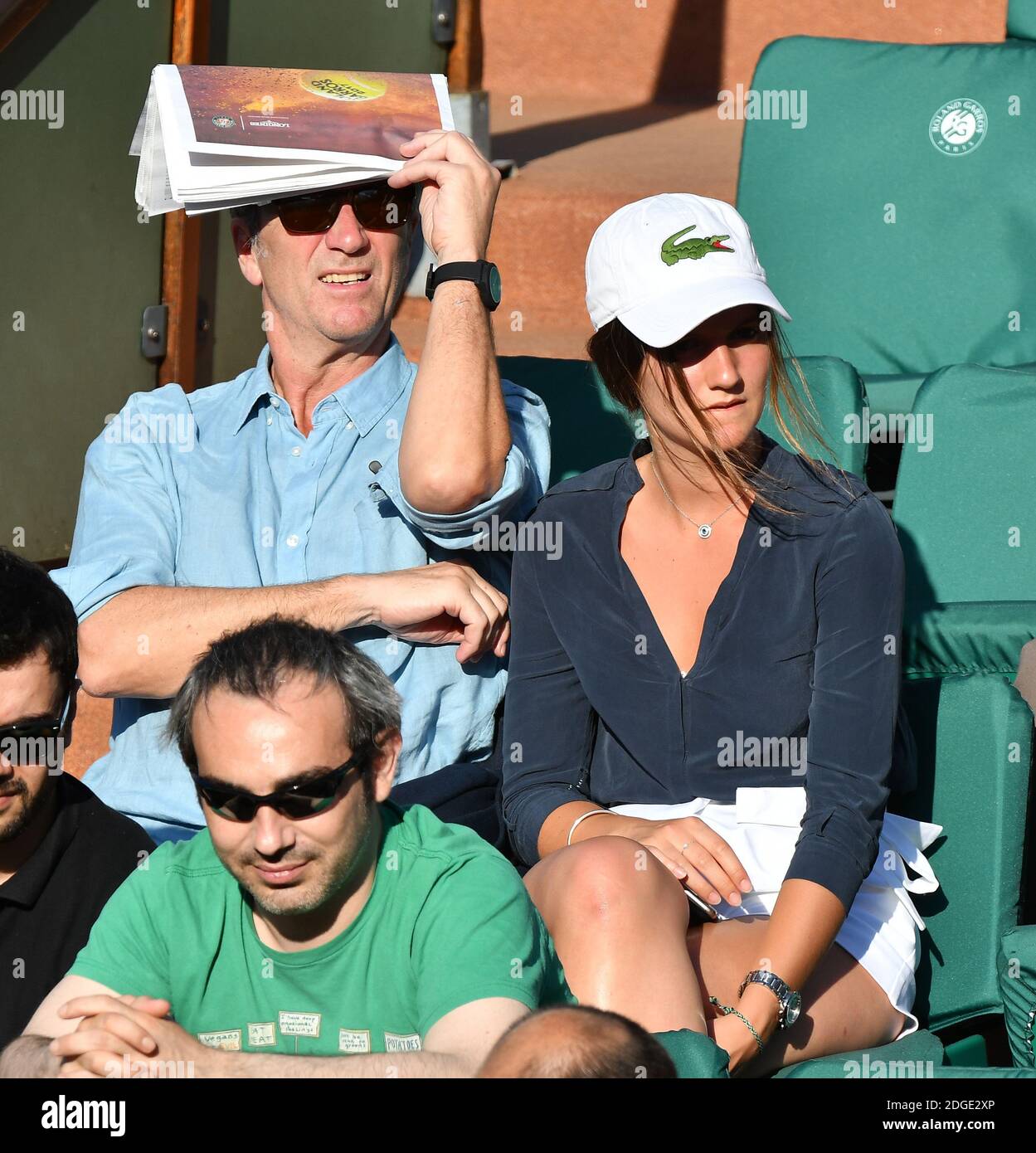 Actor Philippe Caroit and his daughter Blanche attend the French Tennis ...